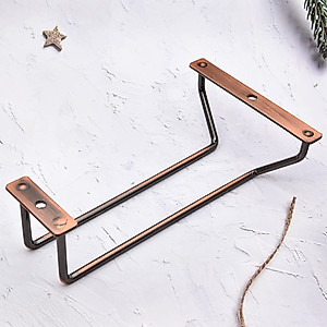 ZOOHOT 7-Inch Red Copper Wine Glass Rack - Under Cabinet Stemware Wine Glass Holder for Bar Kitchen (1 Rows, 3 Pack)