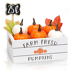 Thanksgiving Decor, Fall Tiered Tray Decor, Fall Pumpkin Mini Wood Crate Decorations Set, Farmhouse Table Centerpiece Decor Kit for Fall Decor