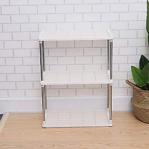 YARNOW 3- Tier Storage Shelf Plastic Shelving Unit Free Standing Rack Organizer Tool Holder Plant Stand for Kitchen Bathroom Laundry Narrow Places Shoe White