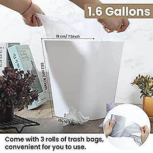 Eccliy 6 Pack Plastic Trash Can with 3 Rolls of Trash Bags Small Wastebasket Trash Can Garbage Container Bin, Trash Bin for Bathroom, Bedroom, Home Office, Living Room, Kitchen (Gray, White, Medium)