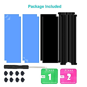 M.2 Heatsink SSD Cooler for PS5 PCIE NVME or SATA m2 2280 SSD Cooling（Black 2 Pieces）