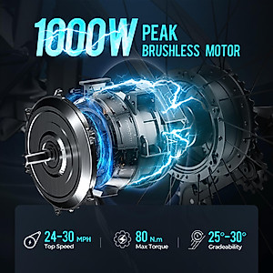 eAhora APUS 2023 Peak 1000W Electric Bike 15AH Battery 26'' Carbon Fiber Electric Bike, 7-Speed Gears 30MPH Ebike,Color Display with USB Port