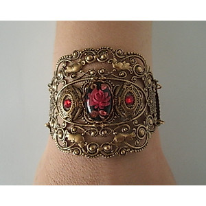 Rose Cuff Bracelet, handmade jewelry gothic victorian edwardian art nouveau steampunk art deco