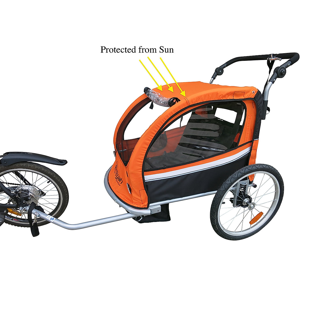 Booyah Strollers Double Child Baby Bike Bicycle Trailer, Jogger, Stroller with Suspension (Green)