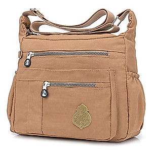 Women's Nylon Shoulder Bag, Waterproof Tote Bags, Zipper Crossbody Bag, Lightweight Handbag for Shopping Travel Hiking