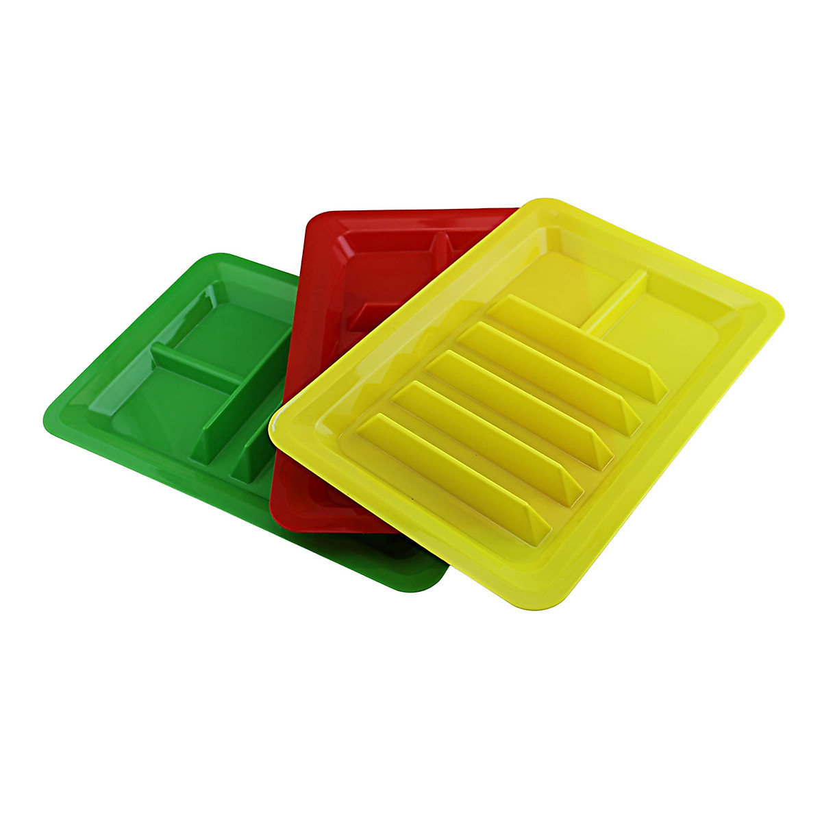 Set of Three Taco Holder Stand Platter Stand Up Divider Plates Multi Colored Plastic Plates (Rectangle)