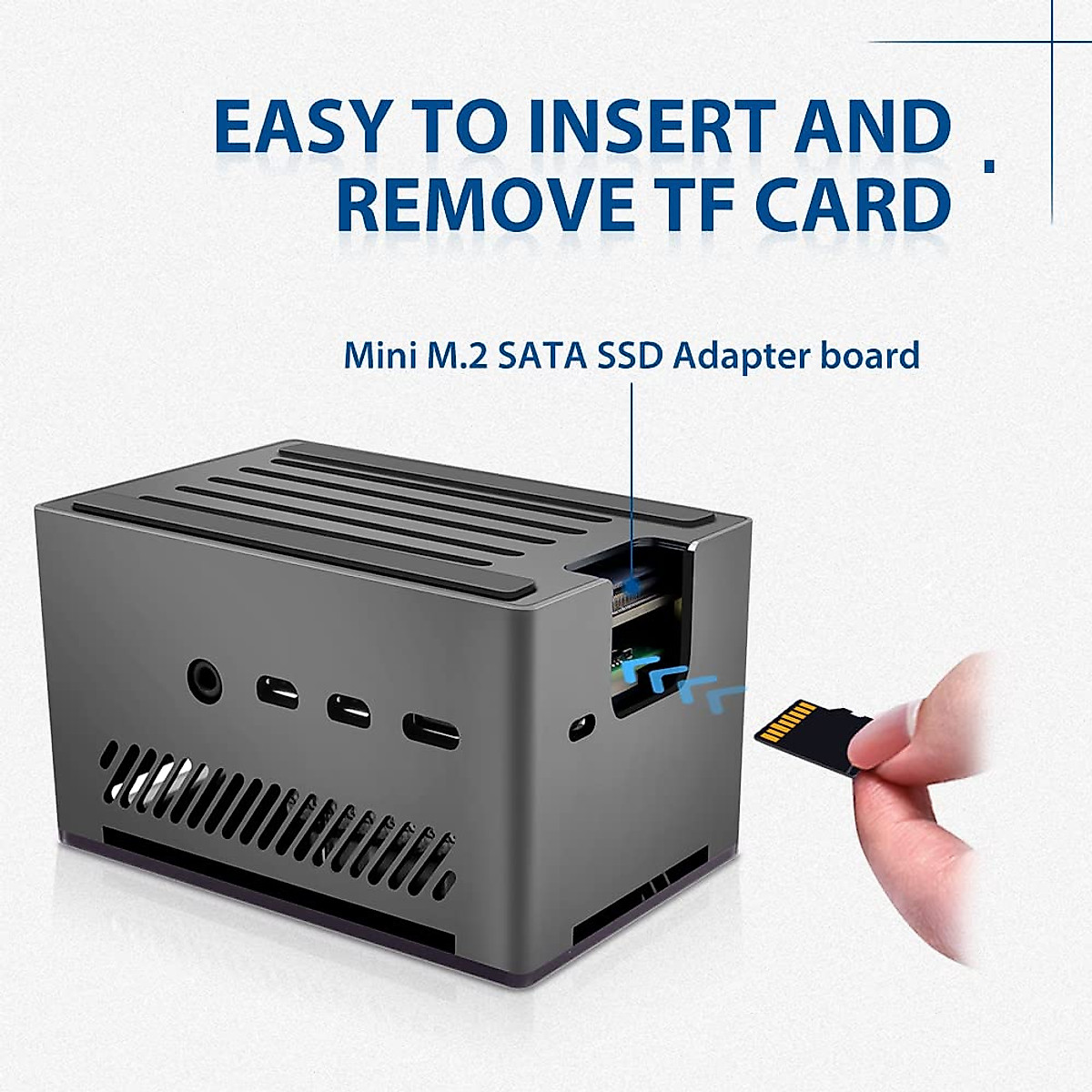GeeekPi Aluminum NAS Case for Raspberry Pi 4 with ICE Tower Cooler and M.2 SATA SSD Adapter Board, Pi 4 PWM Cooling Fan with Heatsink for Raspberry Pi 4 Model B Only