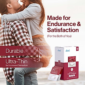 36 Latex, Ultra-Thin Condoms – Triple-Tested Lubricated Condoms with a Silicone Base for Comfortable Birth Control & Pleasure – Natural Latex Condoms for Men (2 x 7.2 in. Flat) by OWELL, Large