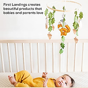 First Landings Woodland Baby Mobile for Crib - Baby Nursery Mobiles - Woodland Nursery Decor Theme - Gender Neutral Baby Stuff - Animals Forest Nursery Decor Baby Mobile - Woodland Baby Stuff