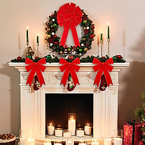 Lyrow 2 Pack Wired Traditional Red Velvet 2.5 inch Christmas Ribbon Waterproof Ribbon with Wire Edge 2 1/2" Wide 100 Yards Roll Holiday Floral Craft Winter Decor Outdoor Xmas Tree Bow (Red, Gold)