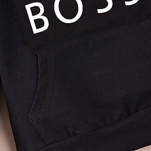 Aalizzwell Toddler Baby Long Sleeve Hooded Sweatshirt Pocket Pullover Hoodies for Boys Girls (Black-1, 3T)