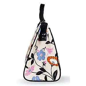 Kate Spade New York Cute Lunch Bag for Women, Large Capacity Lunch Tote, Adult Lunch Box with Silver Thermal Insulated Interior Lining and Storage Pocket, Floral Garden