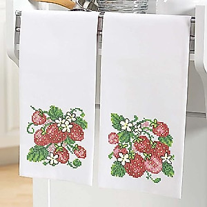 Herrschners Sweet Berry Towel Pair Stamped Cross-Stitch