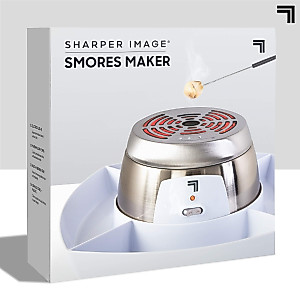 SHARPER IMAGE Electric Tabletop S'mores Maker for Indoors, 6-Piece Set, Includes 4 Skewers & 4 Serving Compartments, Easy Cleaning & Storage, Tabletop Marshmallow Roaster, Family Fun For Kids Adults