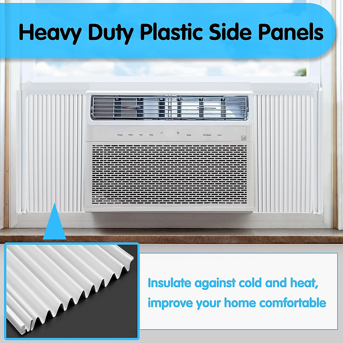Air Jade Window Air Conditioner Side Panels with Frame, Window AC Side Panel Set for 10,000 Btu Units, Room Air Conditioner Accordion Filler Curtain Replacement Kit