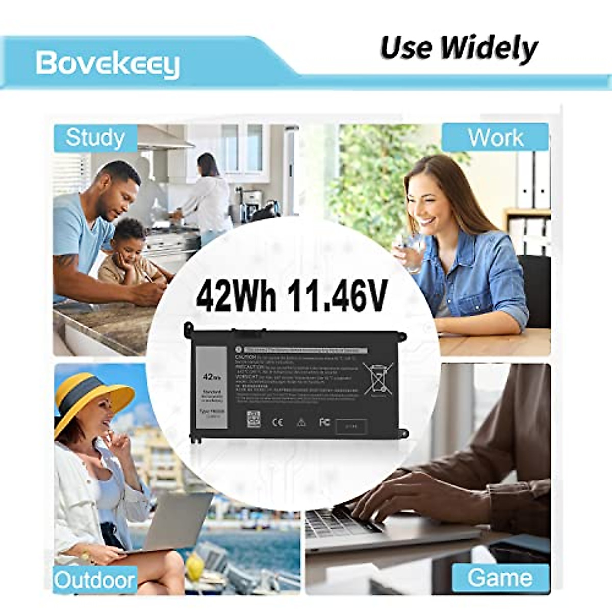 42Wh YRDD6 Battery 1VX1H for Dell Inspiron 5482 5485 7586 3583 5491 5591 5481 3310 2-in-1 5593 5584 3493 3593 3793 5480 3582 5581 5590 3584 5493 5585 5594 5598 3501 01vx1h VM732 Vostro 3491 5490