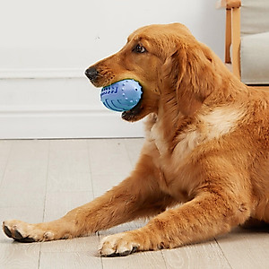MCGOS Dog Teething Toys, Rubber Squeaky Football Fetch Dog Toy, Puppy Chewing Toys with Sound, Supports Active Biting Pet Biting Toys, Dog Teeth Cleaning Chew Toys for Dogs Puppies Aggressive Chewers