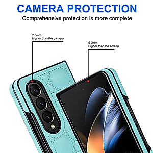 EAXER for Samsung Galaxy Z Fold 3 Case, Luxury Shockproof PU Leather Folding Phone Protective Case Cover (Light Blue)