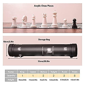 Chess Board Game Portable Chess Checkers Set，Folding Roll Up Chess Game for Outdoor Activities Chess Sets Travel Chess Set