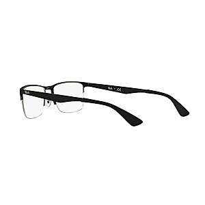 Ray-Ban RX6335 Rectangular Prescription Eyeglass Frames, Matte Black/Demo Lens, 56 mm