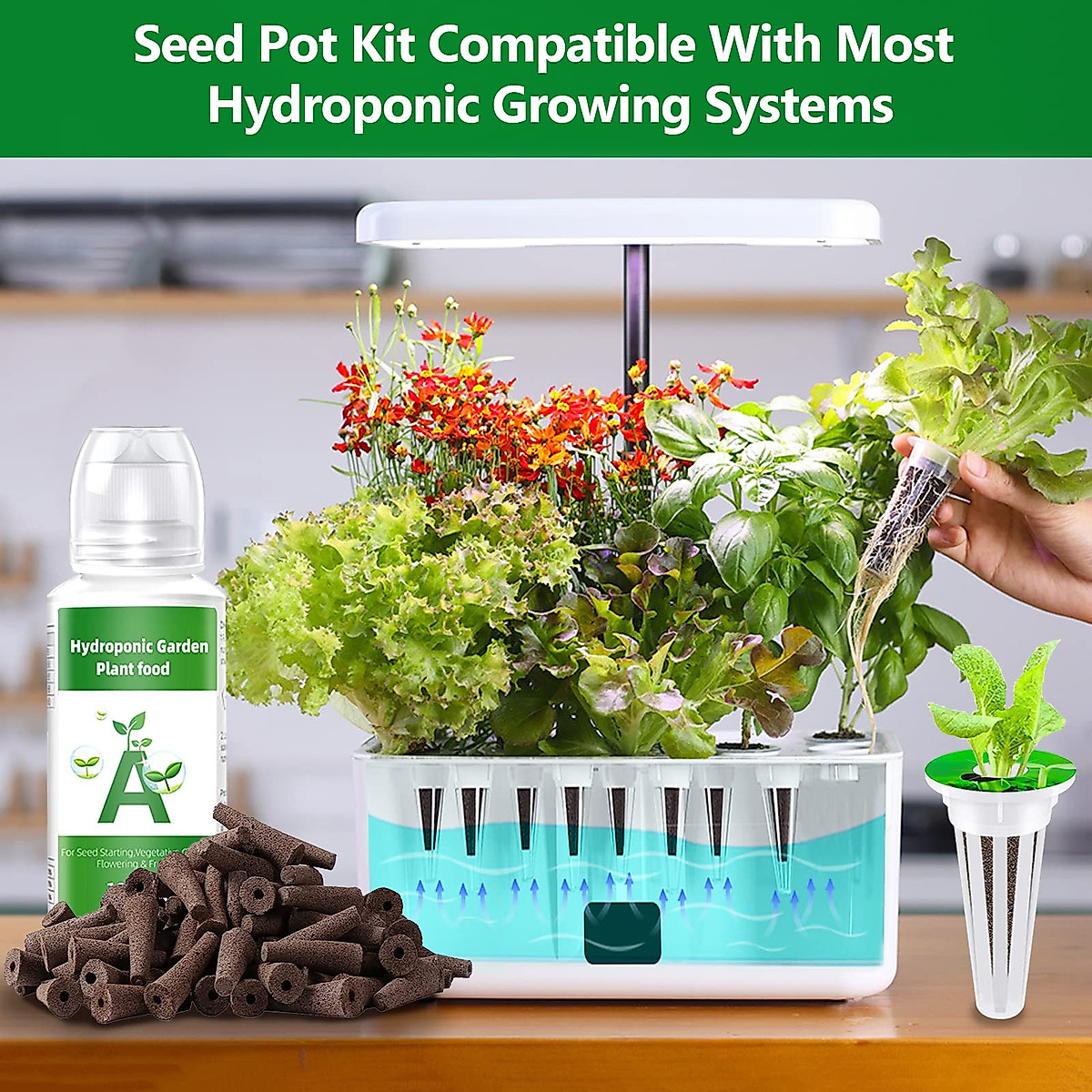 162 pcs Seed Pod Kit for Aerogarden, Grow Anything Kit for Hydroponics, Hydroponics Supplies with 40 Grow Sponges, 40 Grow Baskets, 40 Pod Labels, 40 Grow Domes, 1 A&B