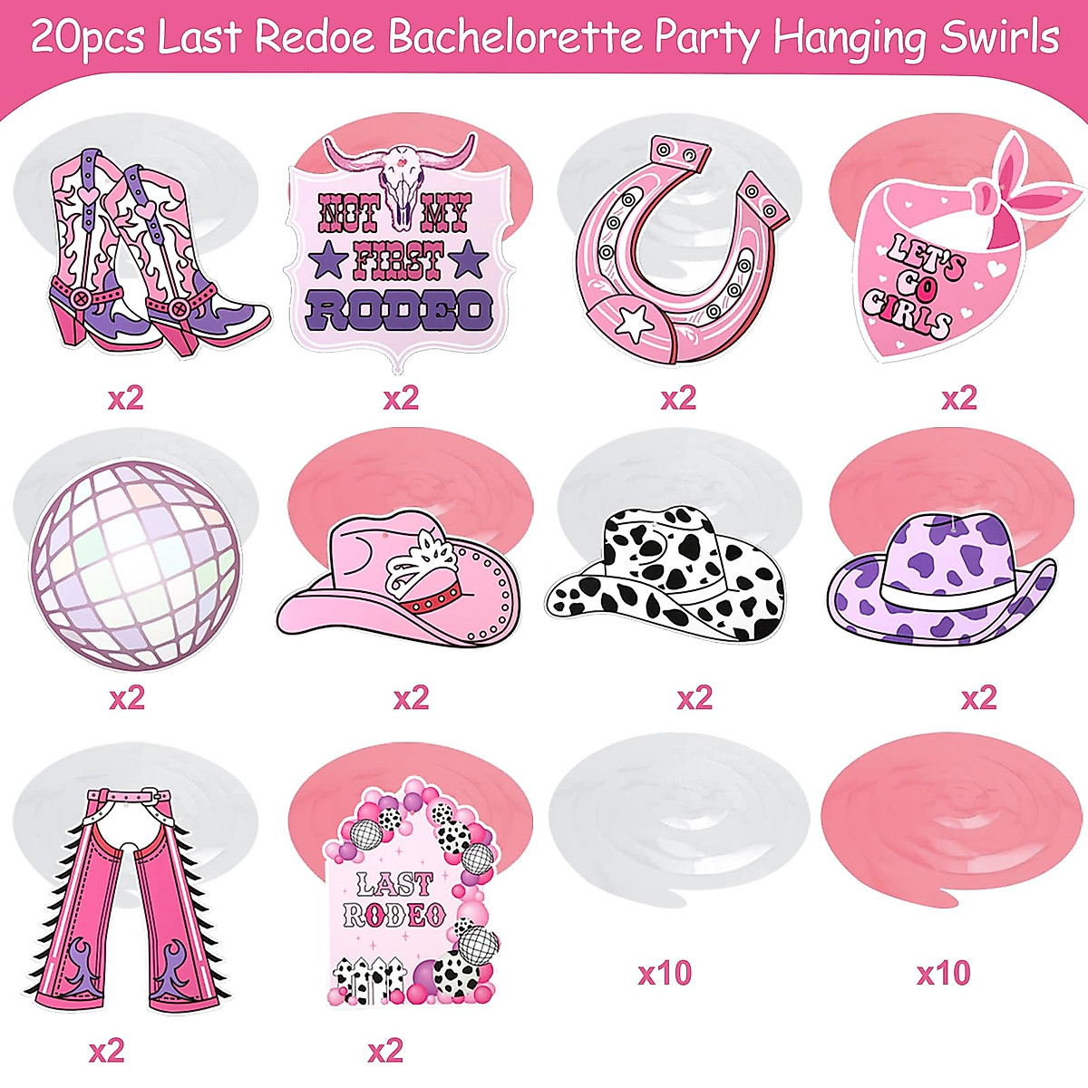 Western Cowgirl Party Hanging Decorations, Let's Go Girls Cowgirl Bachelorette Party Decorations for Western Disco Party Cowgirl Birthday Western Theme Last Rodeo Bachelorette Party Supplies