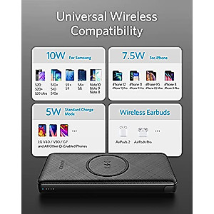 Anker PowerCore III 10K Wireless Portable Charger with Qi-Certified 10W Wireless Charging and 18W USB-C Quick Charge for iPhone 13, 12, Mini, Pro, iPad, AirPods, and More