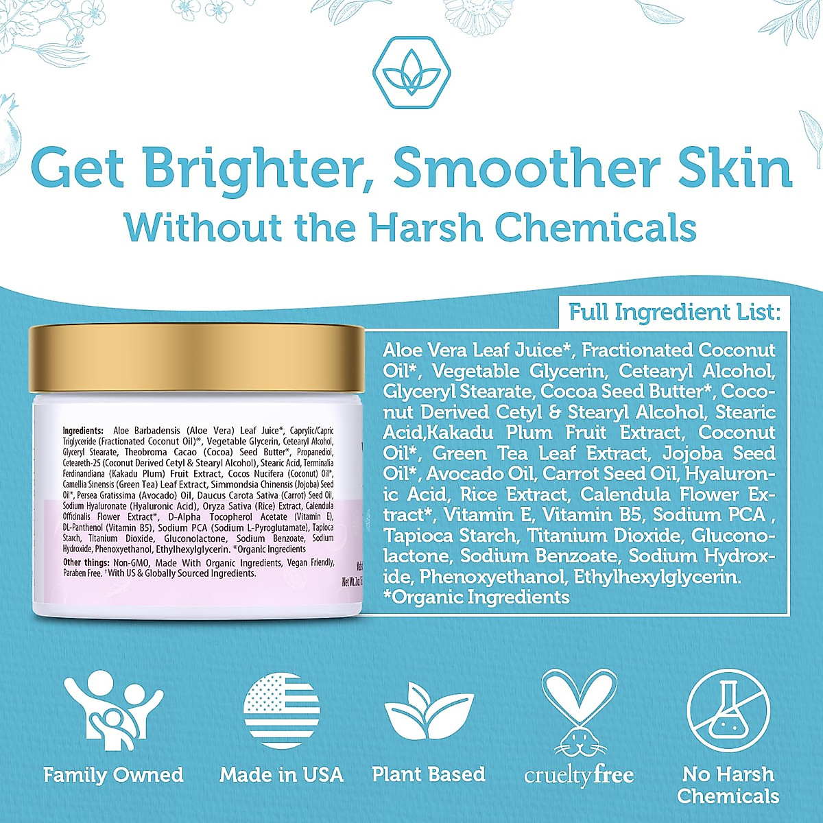 Era Organics Advanced Vitamin C Face Cream - Brightening and Nourishing with Jojoba Oil, Kakadu Plum for Fine Lines, Wrinkles