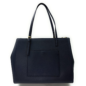 Tory Burch Women's Emerson Double Zip Tote Saffiano Leather With Gold Tone Hardware (Navy)
