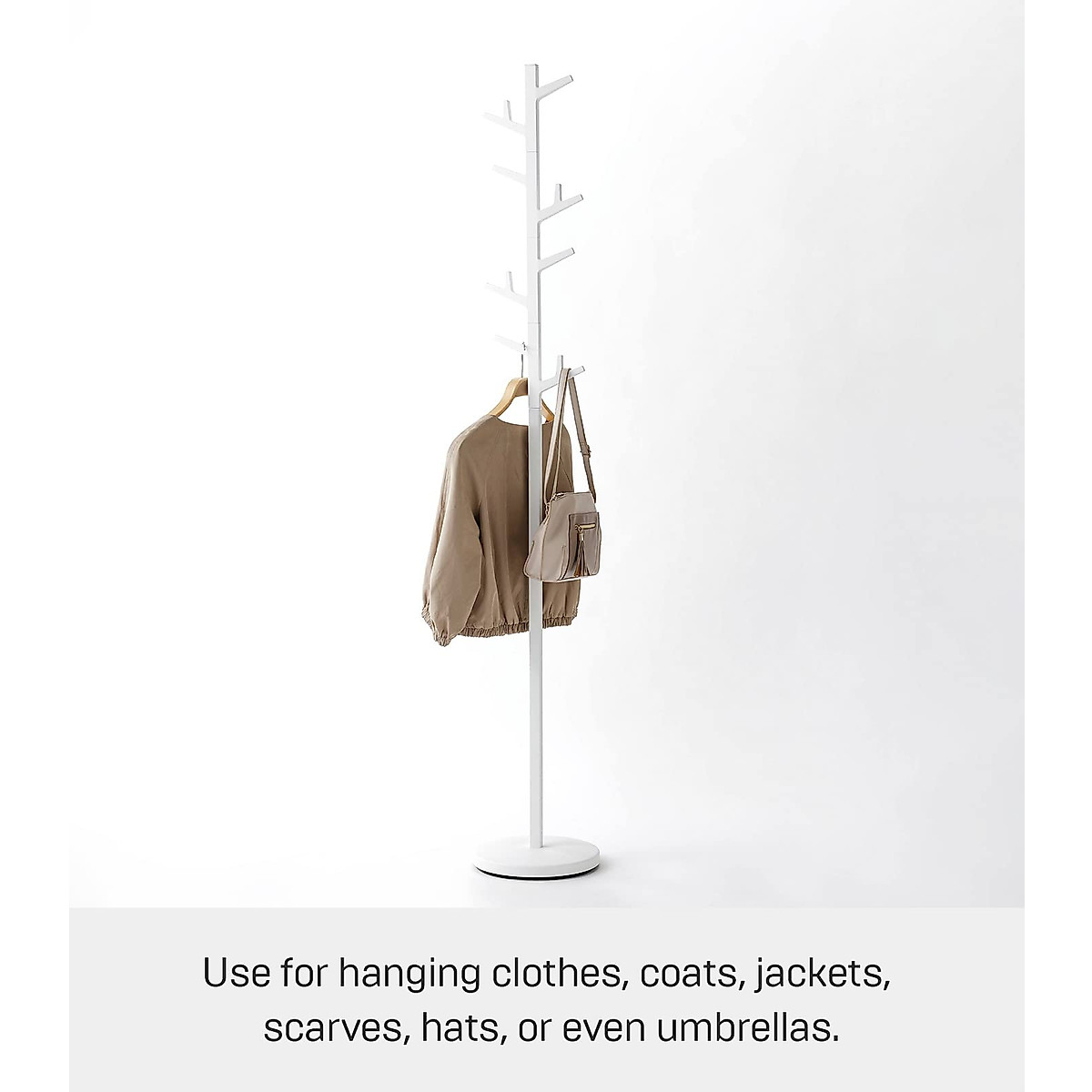 Yamazaki Home Coat Rack Tree/Standing Coat and Hat Hanger Steel One Size White