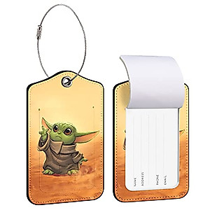 Luggage Tag for Suitcases Bag Baggage Travel Tags Identifiers Cute Unique Anime Cartoon Funny Fun Colorful Large Leather Name Luggage ID Tags for Kids Women Girls Men XLP-0329-8 (Yellow Yo)