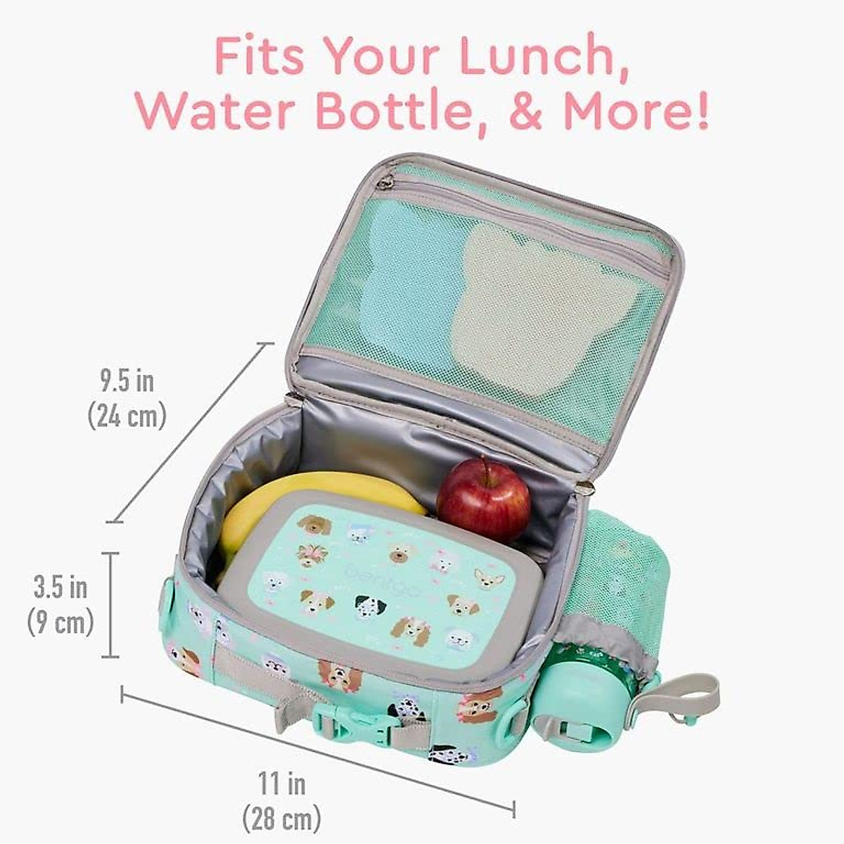 Bentgo® Kids Lunch Bag Set Water Bottle - New & Improved 2023 (Puppy Love)