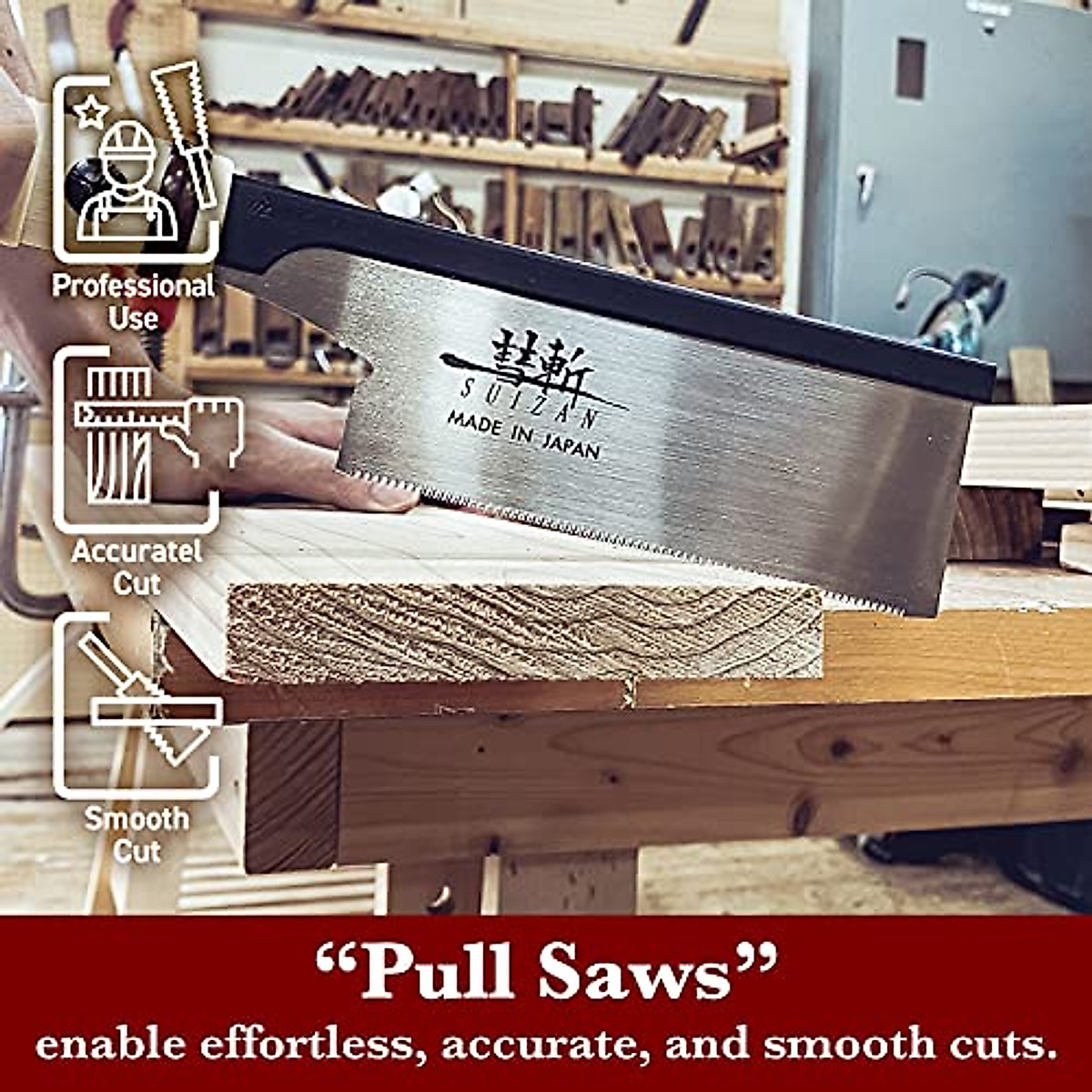 SUIZAN Japanese Pull Saw Hand Saw 6 Inch Dozuki Dovetail Saw Tenon Saw for Woodworking tools Gifts