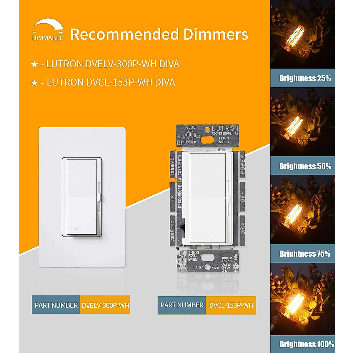 LED Vintage Edison Bulb G45-4W LED Light Filament Bulb, Globe Shape E26 Base, Clear Warm White 2700K, LED Edison Bulb 40W Equivalent, 110-120VAC, Dimmable (4 Watts)