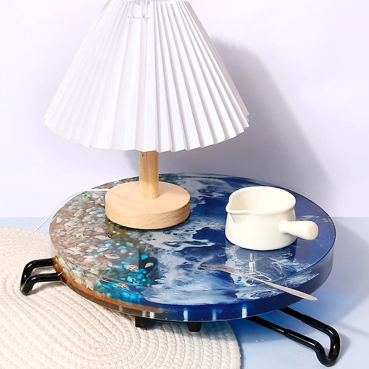 RESINWORLD 14" Round x 2" Deep XL Large Tray Mold, Shiny Silicone Tray Board Table Clock Mold for Epoxy Resin Casting, Floral Preservation Bouquet Resin Mold Home Decor