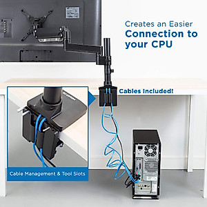 Mount-It! Ultrawide Monitor Desk Mount, Single Monitor Mount for Heavy Monitors Up to 35 Inch and 33 Lbs, VESA 100, 200 mm Compatible, Height Adjustable Gas Spring Arm 2 x USB 3.0 and Audio Port