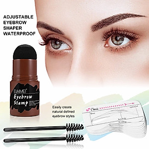 Eyebrow Stamp Stencil Kit (Black),Eye Brow Stamping Kit with 10 Reusable Eyebrow Stencils and 2 Eyebrow Brushes, Long Lasting Waterproof Hairline Shadow Powder