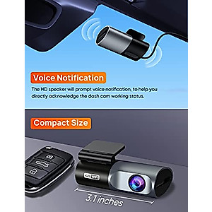 Dash Cam 4K WiFi 2160P Dash Camera for Cars, Car Camera Dash Cam Front Recorder, Dashcam for Cars with App, 24 Hours Parking Mode, G-Sensor, Night Vision, Loop Recording, Support 256GB Max