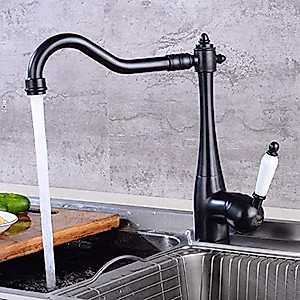 Bathtub Faucet Nostalgia Kitchen Mixer Sink Faucet Country House,Single Lever Mixer Water Tap with Ceramic Brass Handles,360 ° Swivel Ceramic Handles