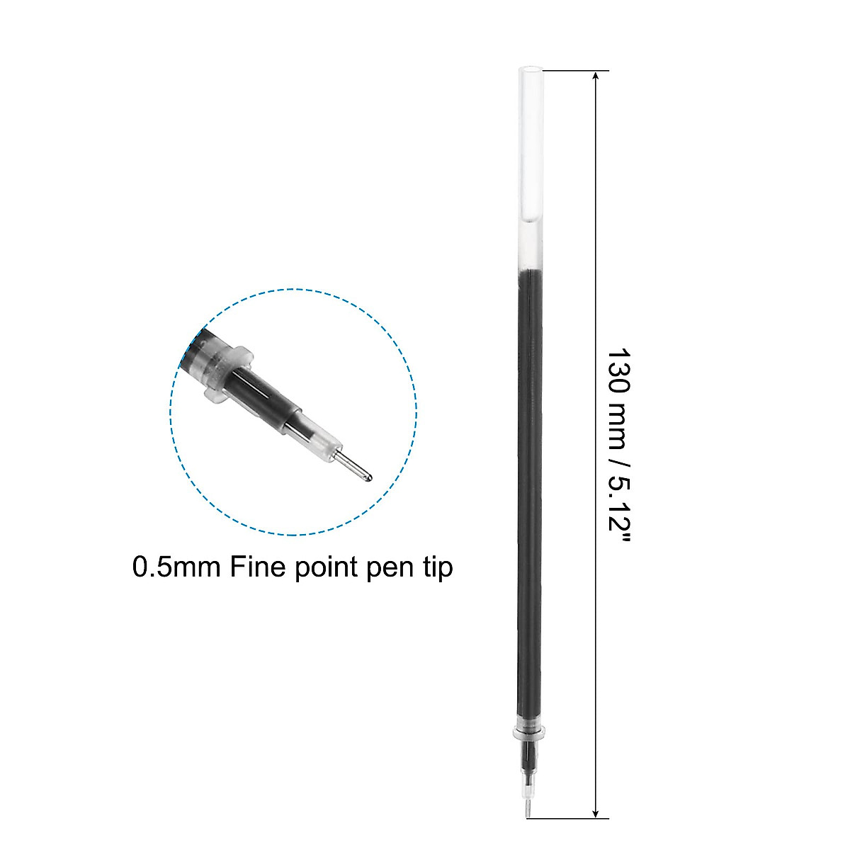 PATIKIL 0.5mm Ink Pen Refills Black, 50 Pcs Gel Pen Refills Ballpoint Pen Ink Fine Point for Pens Office Supplies, Black Ink