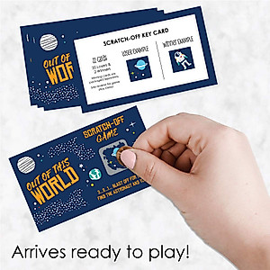 Blast Off to Outer Space - Rocket Ship Baby Shower or Birthday Party Game Scratch Off Cards - 22 Count