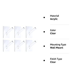Jetec 6 Pieces Hat Hook for Wall Acrylic Hooks Clear Hat Hooks Coat Hooks Hat Rack Robe Hook Adhesive Hooks for Bathroom Kitchen Towels Wall Hat Clothes and More (Clear)