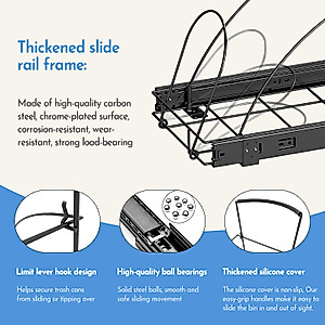 Pull Out Trash Can Under Cabinet，Under Sink Garbage Can Pull Out，Heavy Duty Cabinet Trash Can Pull Out Kit，35qt Sliding Trash Can Cabinet Pull Out for Kitchen，Black (Trash Can Not Included)