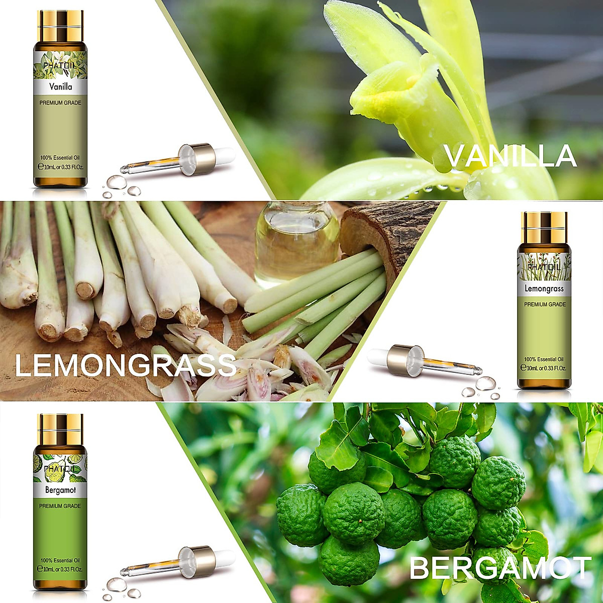 PHATOIL 9PCS Premium Quality Essential Oils Set for Soap Making Diffusers, 10ml/0.33fl. oz Fragrance Oils, Long Lasting Scents, Ideal Gift Set for Friends and Families