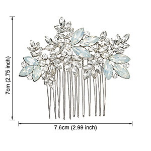 AW BRIDAL Opal Crystal Hair Comb Bridal Hair Pieces Retro Bridal Hair Clips Wedding Hair Accessories for Brides and Bridesmaids (Silver)