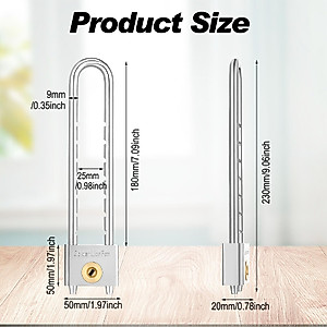 Photect 2 Pack Long Shackle Padlock with Key 2 Inch Solid Brass Removable Adjustable Length Silver Shackle for Gates, Cabinets, Safe Boxes, Bike Lock