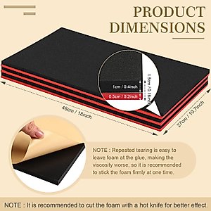 3 Sets Tool Box Shadow Foam Organizers Liner Adjustable Inserts Foam Non Slip Liner Mat for Tool Box, Cabinet and Chest Drawers, Black Top and Red Bottom(10.7 x 18 Inch)