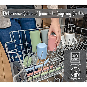 Cascade Kids Silicone Kids Cups with Straws - Set of 2, Unbreakable Training Cup with Straw for Babies and Toddlers for less mess, BPA-Free Silicone Baby cup, 6+ Month, 6oz, (Rose Pink/Stone Grey)