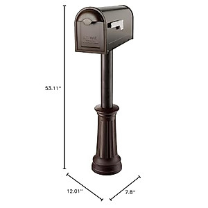 ARCHITECTURAL MAILBOXES 7509RZ-10 Architectural Mailboxes Redondo Mailbox Post, Rubbed Bronze