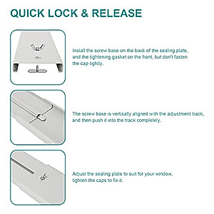 Portable Air Conditioner Window Vent Kit with Coupler, Adjustable Vertical or Horizontal Window Sliding Seal Plates for AC Unit, Suitable for 5.9 inches Exhaust Hose